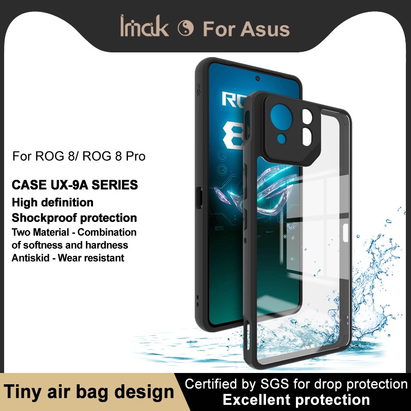 Asus ROG Game Phone 8 Pro Invisible Airbag Transparent Back Panel Case Imak ROG8 Pro Hard PC ...
