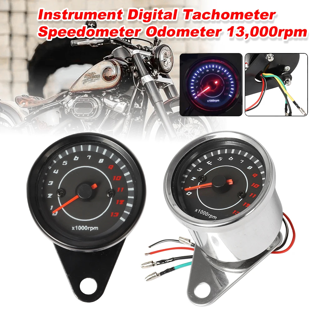 MOTORCYCLE RPM METER 12V TACHOMETER METER LED BACKLIGHT 13K RPM SHIFT ...