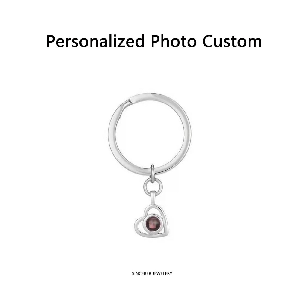 [Sincerer] Photo Projection Keychain Love Heart Keychain Custom Photo ...