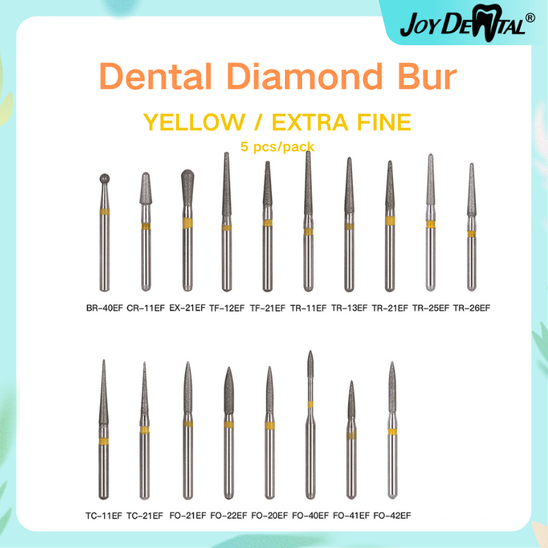 5pcs | Dental Diamond Burs EF Extra Fine Yellow | Shopee Malaysia