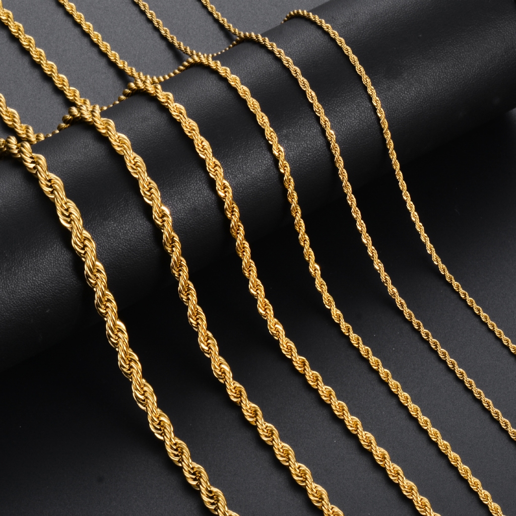 1 Piece Gold Color Width 2mm/2.5mm/3mm/4mm/5mm Twisted Rope Chain ...