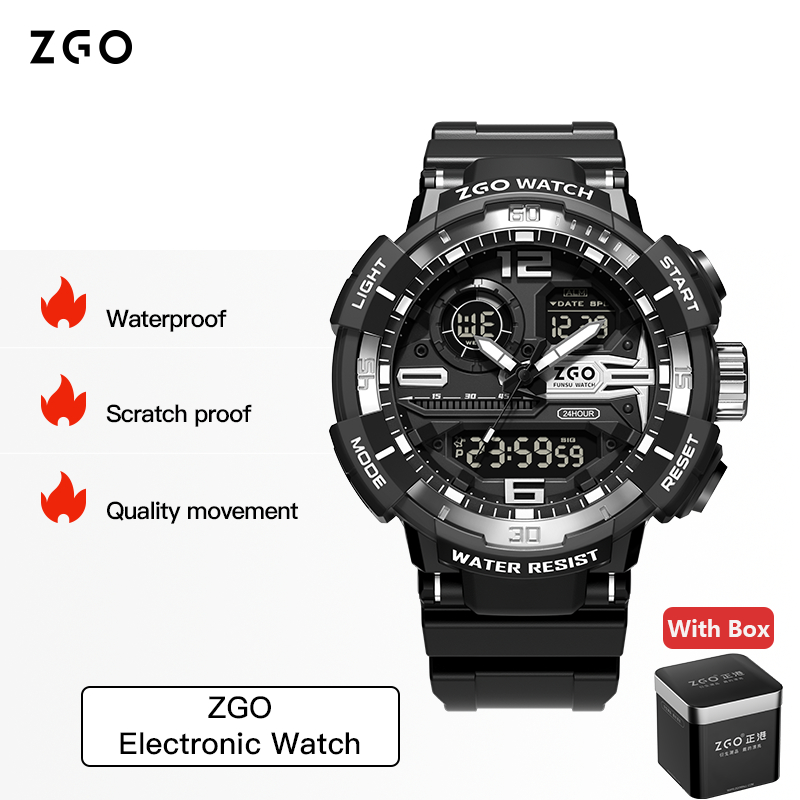 ZGO jam tangan lelaki Electronic Waterproof Watch For Men Boys Student ...