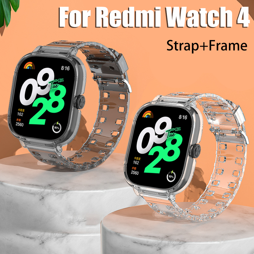 TPU Transparent Strap+PC Hollow Case For Xiaomi Redmi Watch 4 Silicone ...