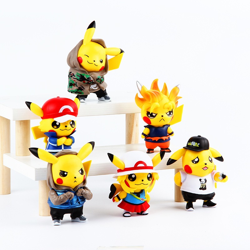 6Pcs/Set Anime Pokemon Figure Pikachu Fashion Trend Hipster Style ...