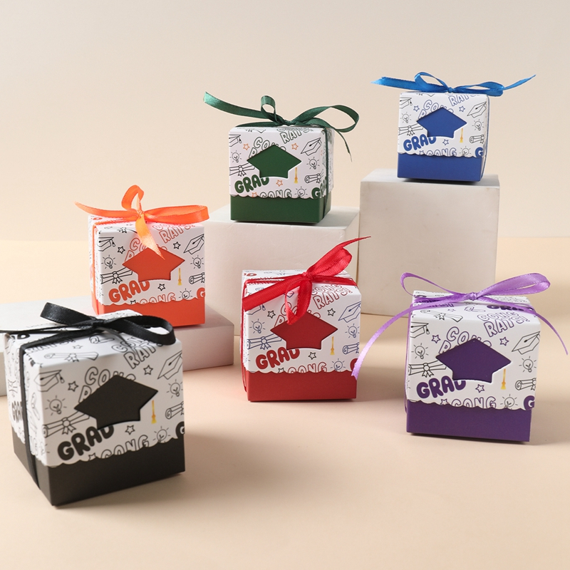 Colorful Graduation Candy Box 12pcs Graduation Cap Printed Pattern ...