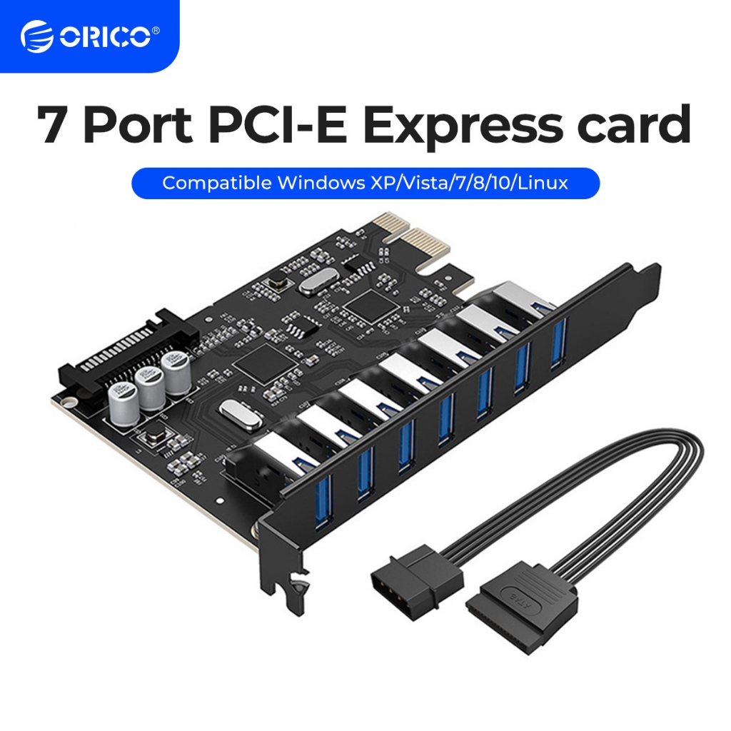 ORICO SuperSpeed USB 3.0 7 Port PCI-E Express card with a 15pin SATA Power Connector PCIE Adapt ...