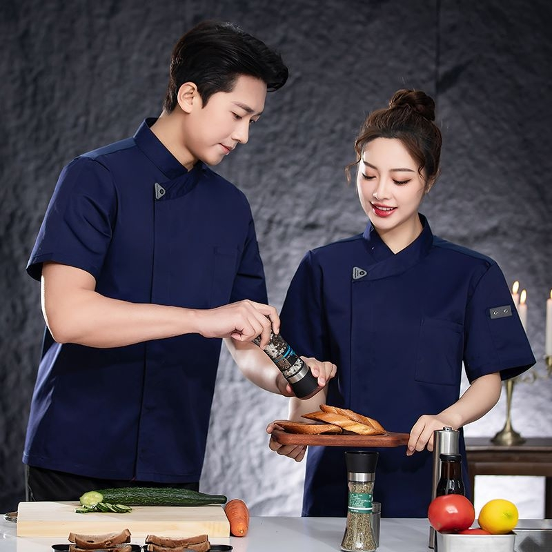 Classic Style Men Women Restaurant Kitchen Canteen Chef Uniform Sleeves ...