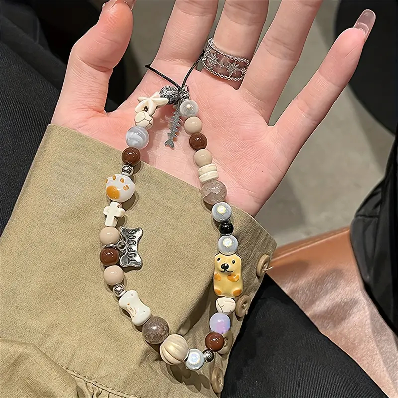 Korea Cute 3D Bear Starfish Fish Bone Animal Phone Chain Charm Cat Paw ...