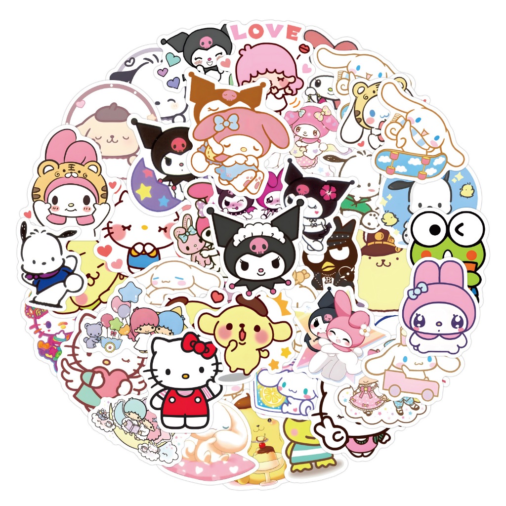 50pcs Sanrio Stickers Cute Cinnamoroll Kuromi My Melody Sticker For ...