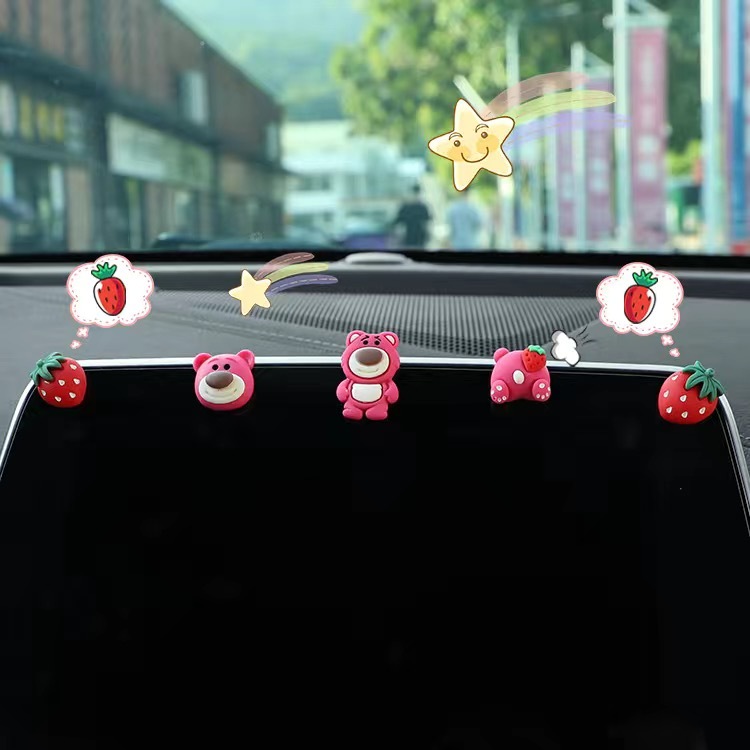 Cute Lotso Strawberry Bear Car Decoration Cartoon Interior Car ...