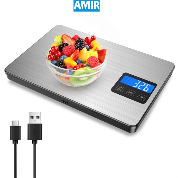 AMIR Professional Digital Kitchen Scale 15kg/1g Rechargeable Food Scale ...