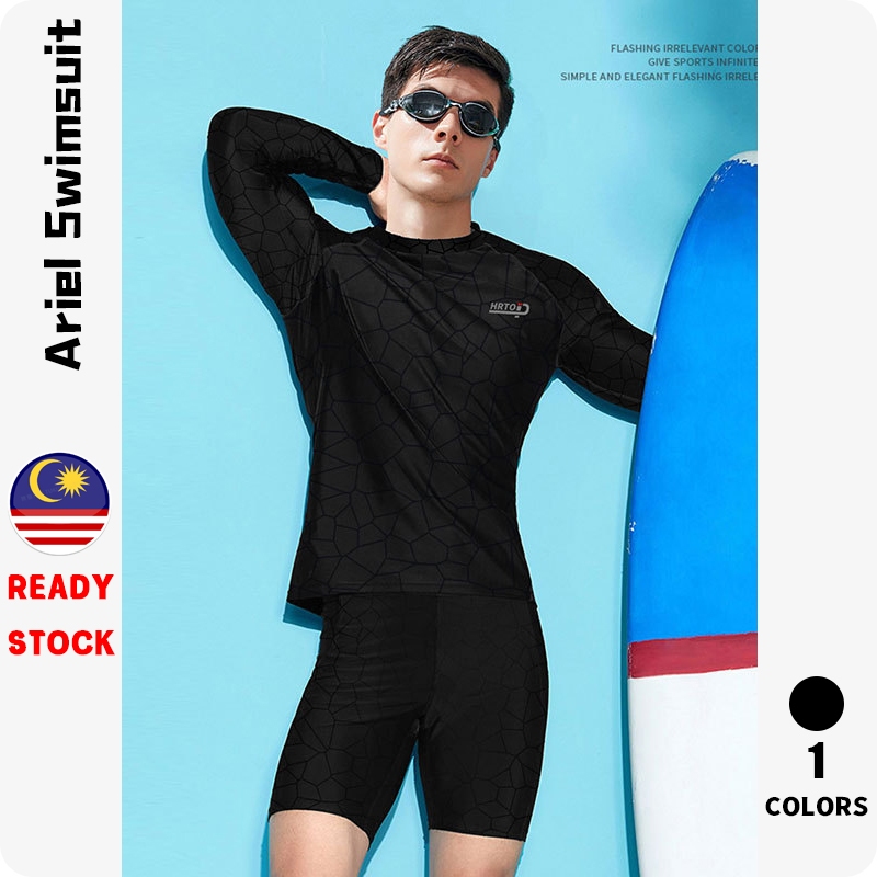 『Ariel』Ready stock Mens swimwear Swimsuit for men Long sleeved Two ...