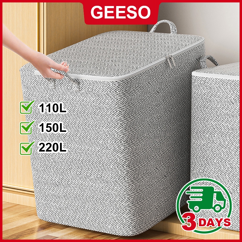 GEESO 220L Storage Bag Clothes Organizer Box Baju Storage Box With Zip ...