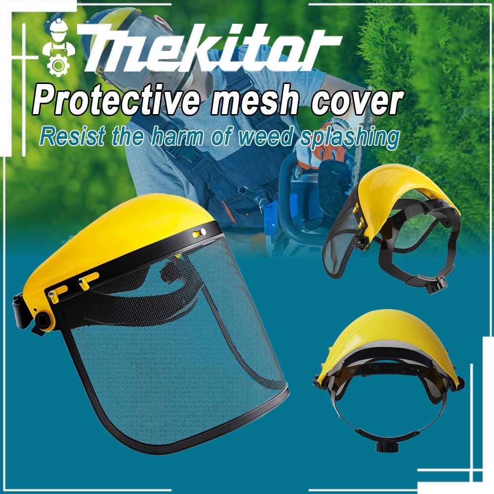 Mekitor helmet mesin rumput topi penutup muka mesin rumput topeng muka ...