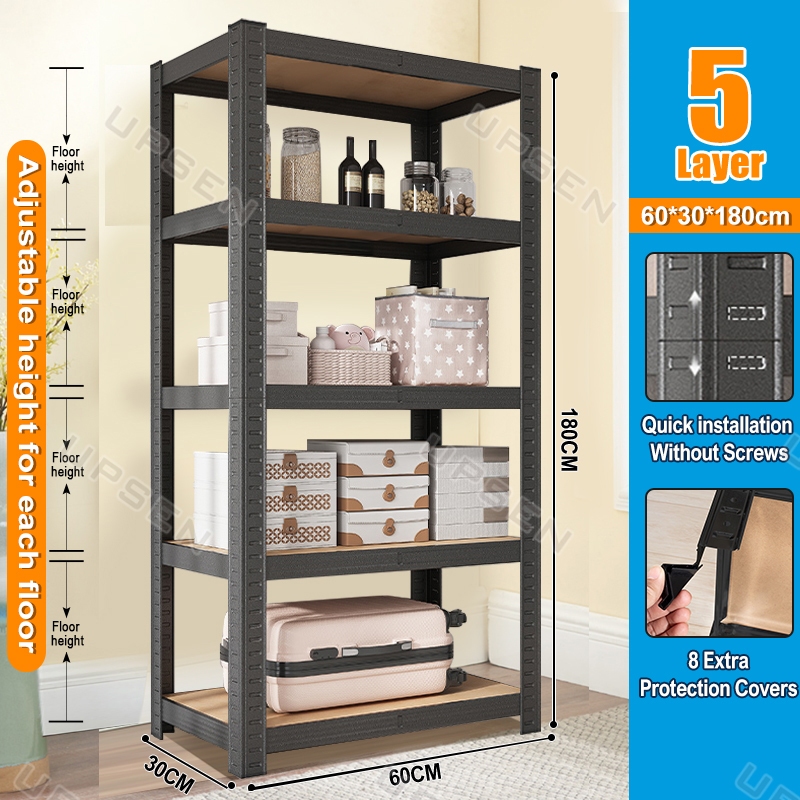 3/6 Tier Metal Boltless Rack Home kitchen Store Storage Rack Warehouse Rak Besi Serbaguna ...