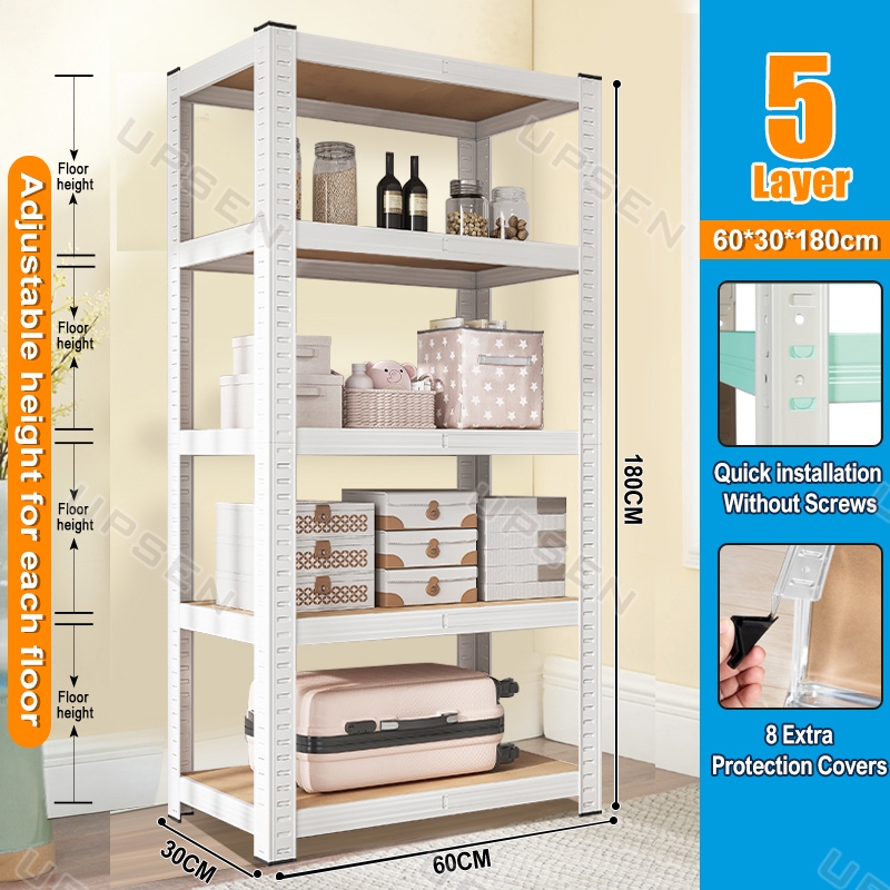 3/6 Tier Metal Boltless Rack Home kitchen Store Storage Rack Warehouse Rak Besi Serbaguna ...