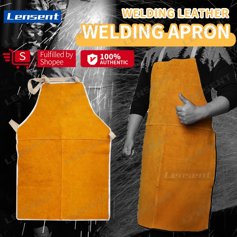 Lensent MY Cowhide aprons Welding Leather Apron Heat Resistance Safety ...
