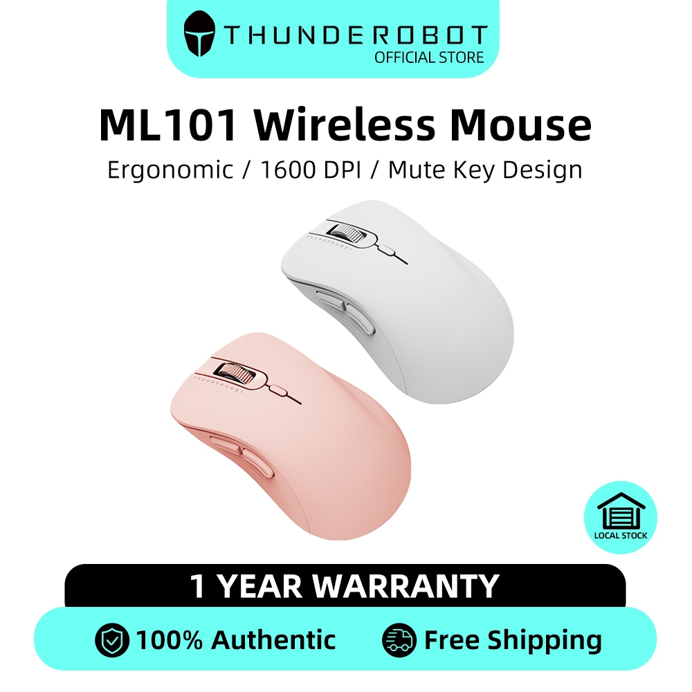 Thunderobot ML101 Wireless Mouse Noise Reduction 2.4G with USB Nano Receiver 1600 DPI 6 Buttons ...