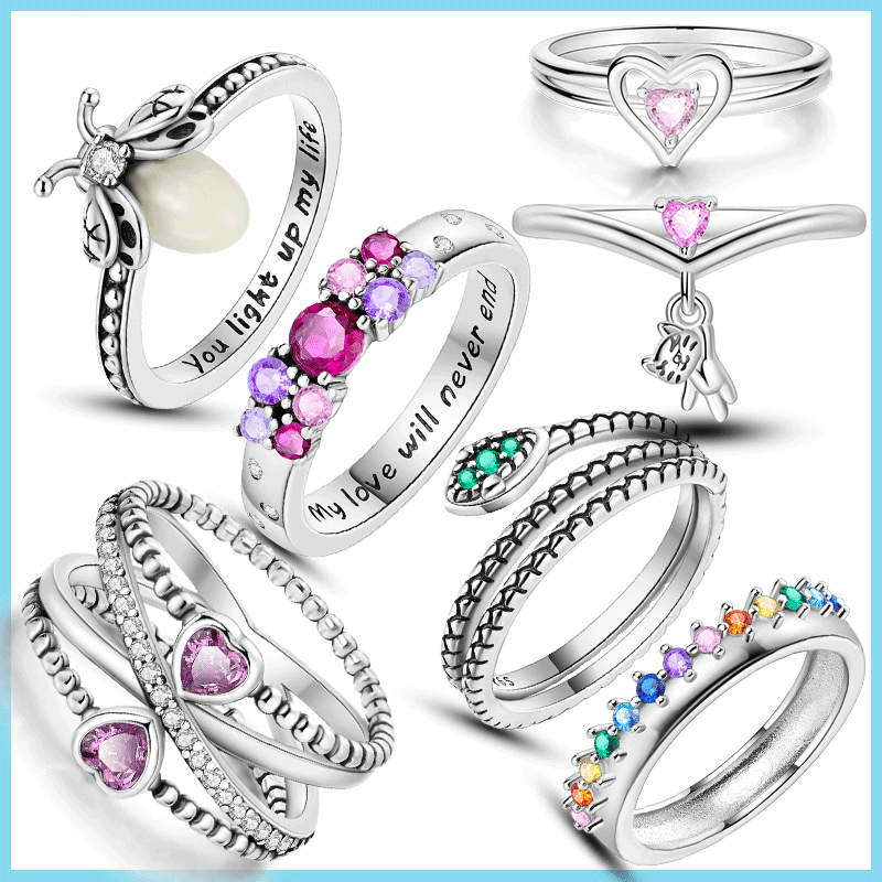 Authentic 925 Silver Ring Women Ring Eternal Love Dewdrop Stone Glow-in ...