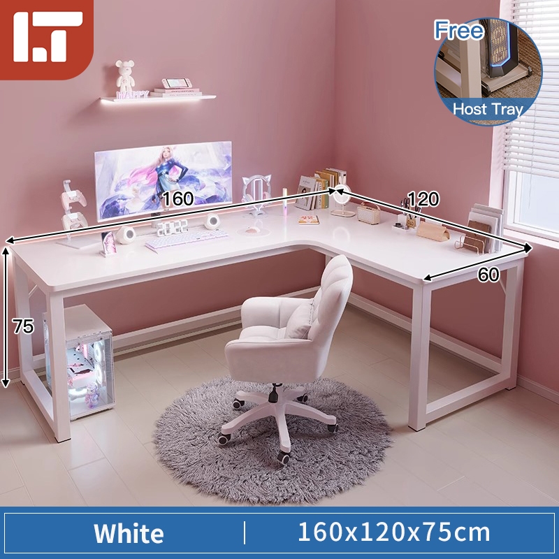 Premium Carbon Fiber L Shape Table Gaming Table 140/160/180CM Home Office Table Computer Table ...