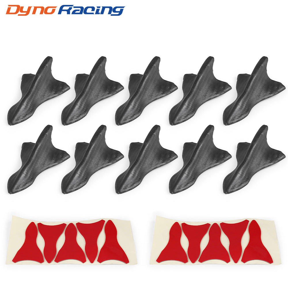 10pcs/Set EVO-Style Carbon Fiber Sticker Rear Roof Bumper Shark Fins ...