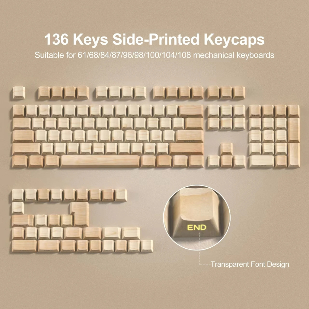 136 Custom Keys Dye Sub Keycaps Side Printed South Shine Through Keycap ...