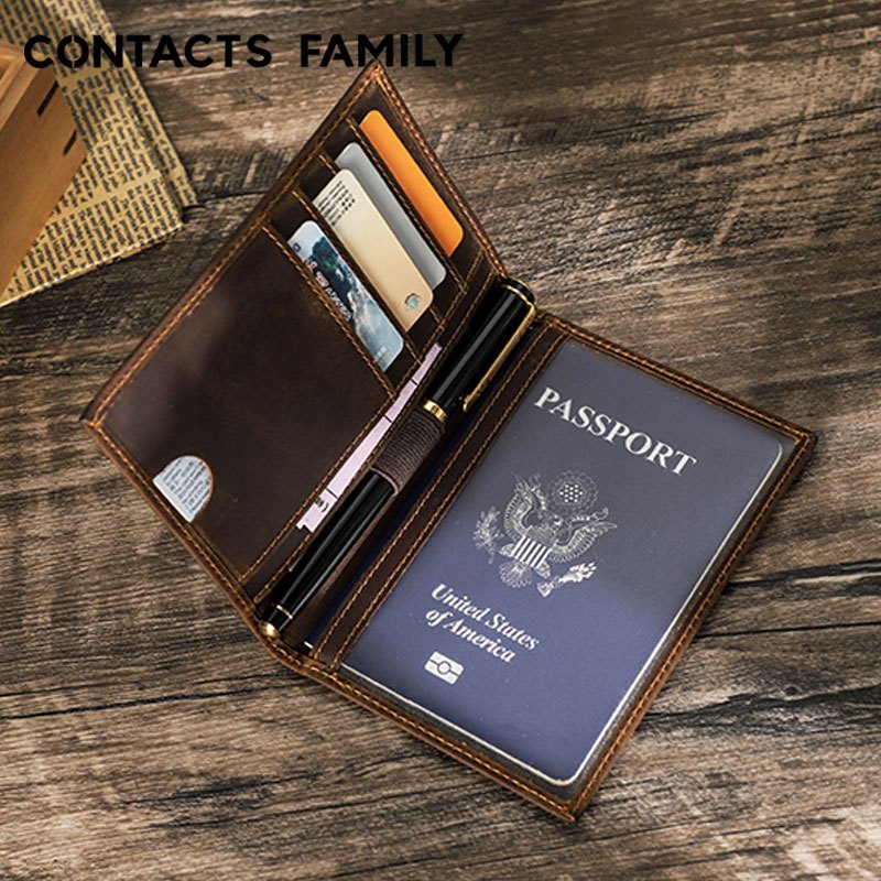 CONTACT'S Passport Holder Men Genuine Leather Thin ID Card Holder for ...