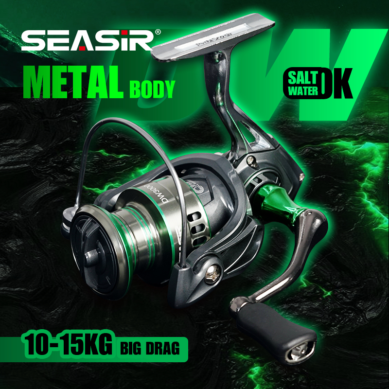 Fishing Reel Seasir DW1000-7000 Max Drag 15kg 14+1 BB All-Metal Spinning Reel saltwater reel ...