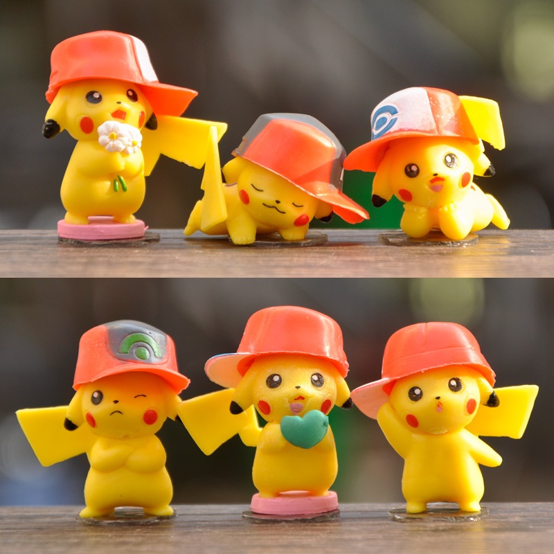 6Pcs/Set 3-4cm Japan Anime Pokemon Figure Pikachu Ash Ketchum Cap Q ...