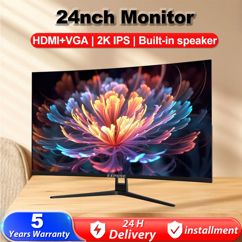 Monitor PC 24 Inch 75HZ Curve Monitor Gaming With Speaker EXPOSE HDMI ...