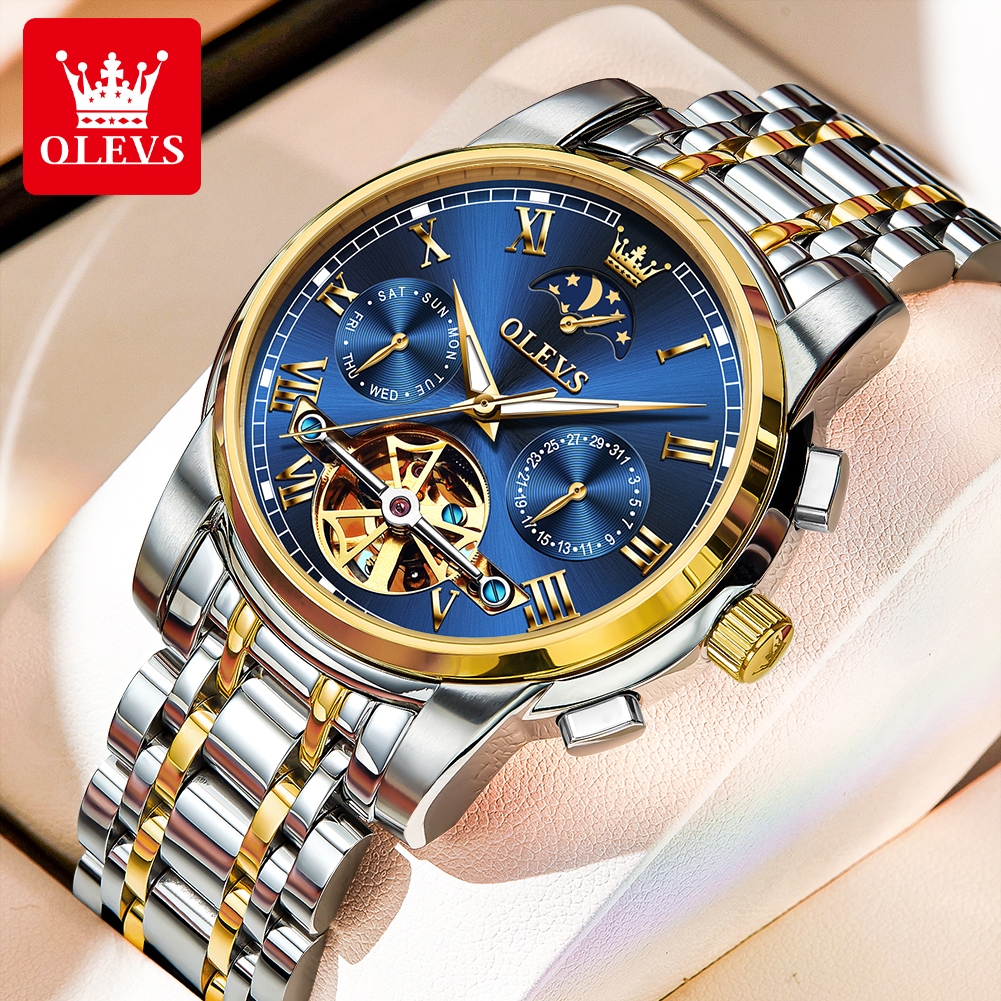 OLEVS Jam Tangan Lelaki Original Waterproof Automatic Mechanical Steel ...