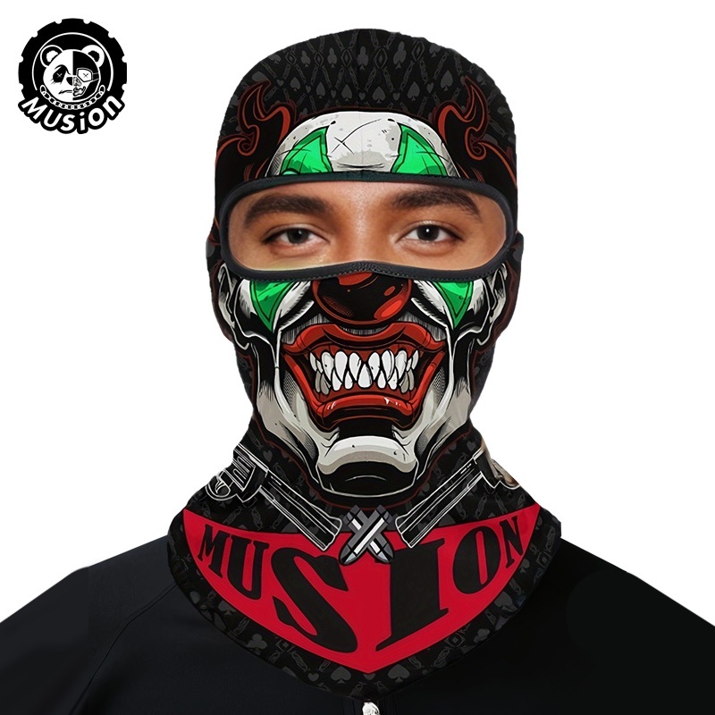 Musion Balaclava Helmet Liner Full Face Mask Skull Print Moto Topeng ...