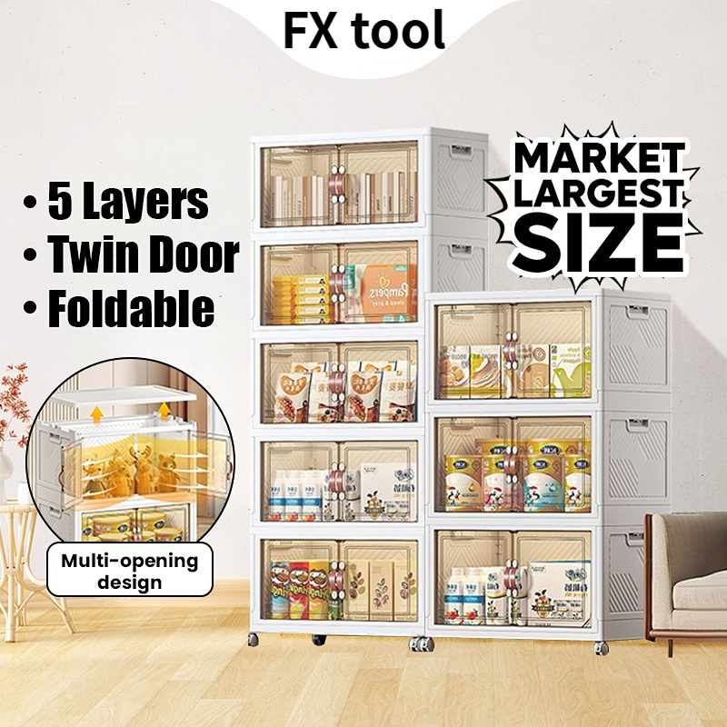 3/5 Layers Multipurpose Double Sided Opening Storage Cabinet Foldable ...