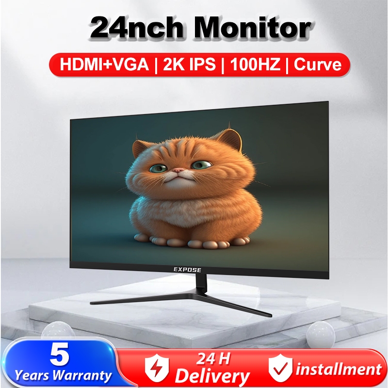 Monitor 24 Inch 100HZ 2K FHD LED Curve Computer Monitor Gaming Slim IPS ...