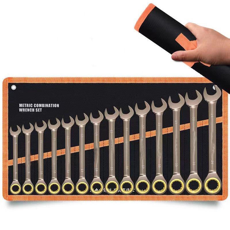 (Nickel-Plated) Chromium Vanadium 72-Teeth Ratchet Wrench set, Heavy ...