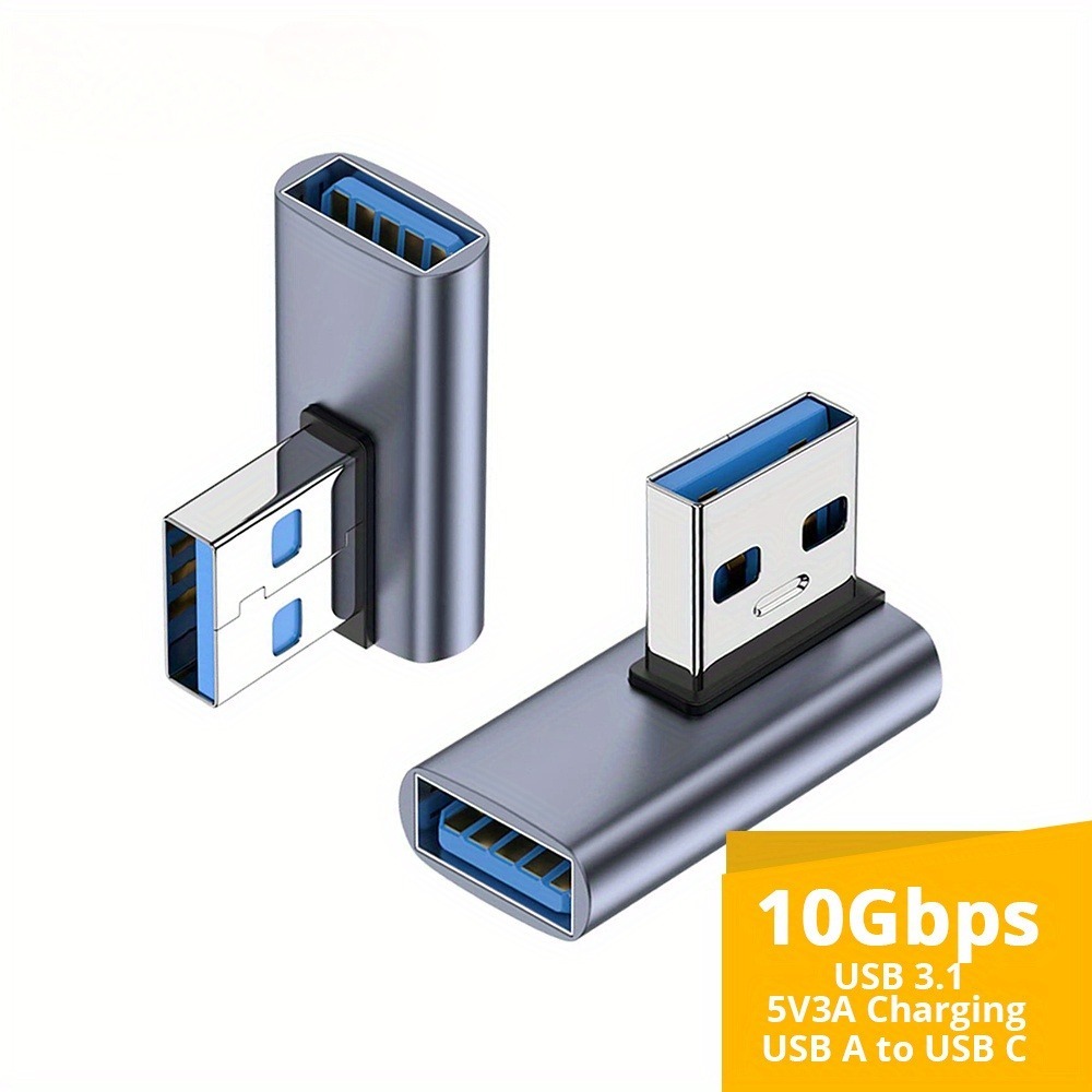 90 Degree USB 3.1 Adapter 1-2 Pack, Left Angle USB A Male to Female ...