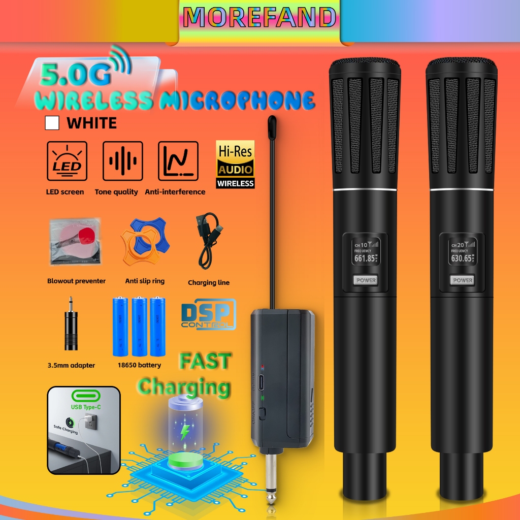 Wireless Microphone dual handheld mic karaoke plug and play ...