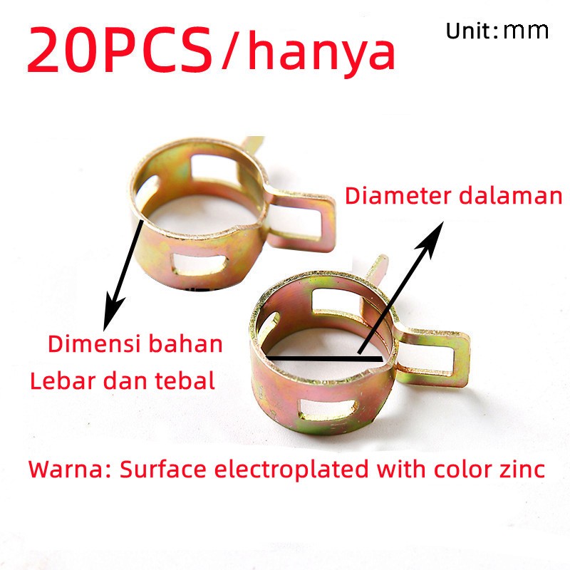 20PCS Clamp Elastic Clamps,Hose clamp Steel Leather Pipe Clamps, Spring ...