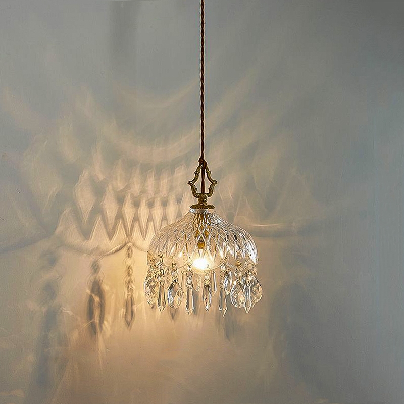 French Vintage Crystal Chandeliers Bedroom Bedside Bar Cafe Pendant ...