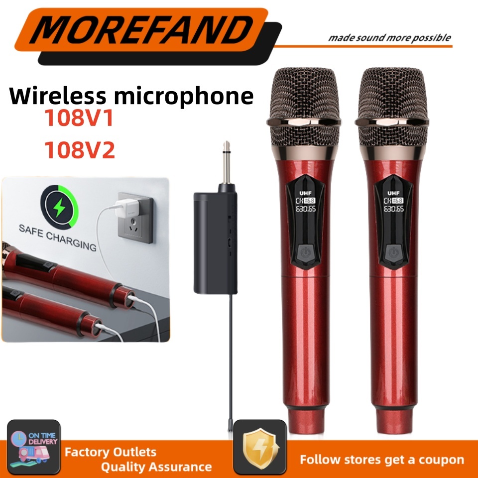 Wireless Microphone 108V1-S/108V2-S UHF Rechargeable Microphone 1280mA Rechargeable Lithium ...