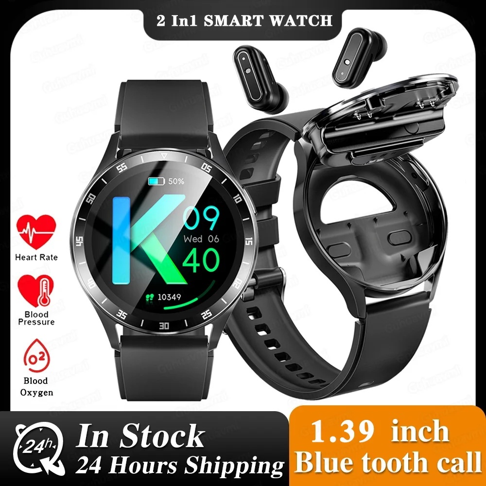 2024 New Headset Smart Watch TWS 2 in 1 Wireless Bluetooth Earphone ...