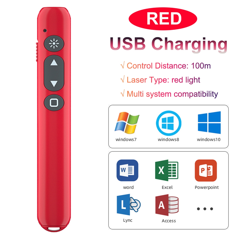 Wireless USB Laser Pointer Presentation 2.4GHz Remote Control PowerPoint Presenter PPT Clicker ...