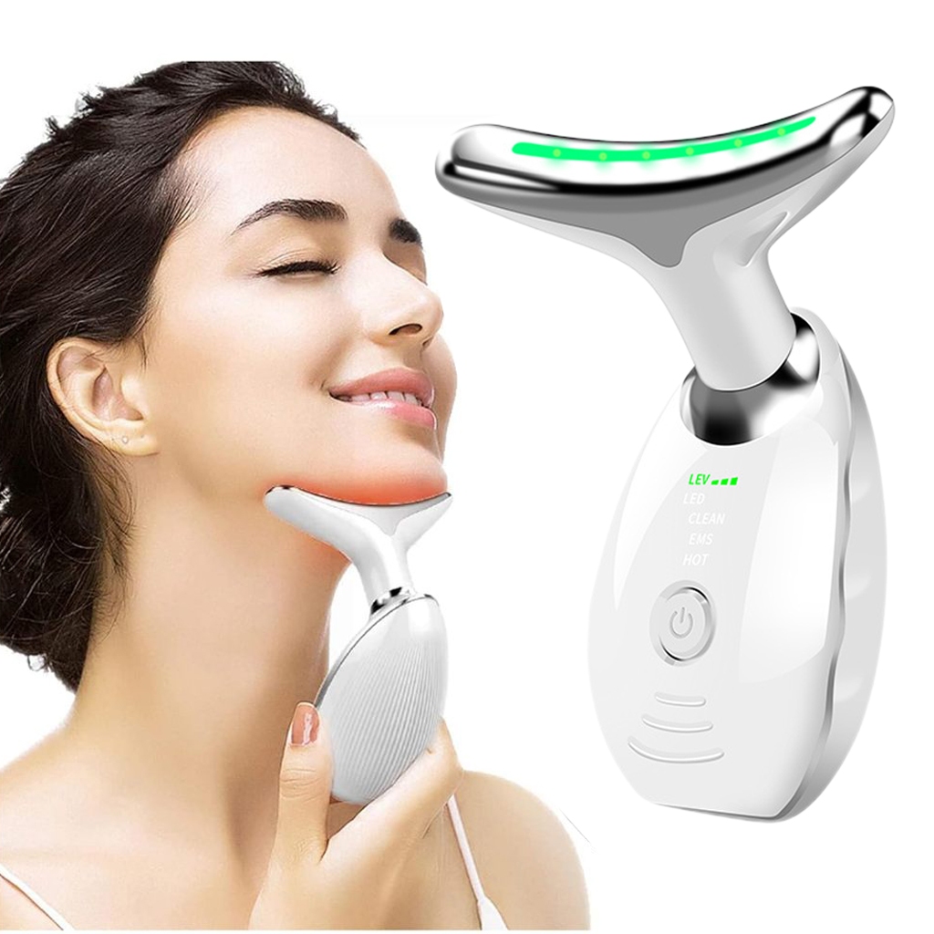 3 in 1 Wavy Chic Neck Face Beauty Device 3 Color LED Face Skin ...
