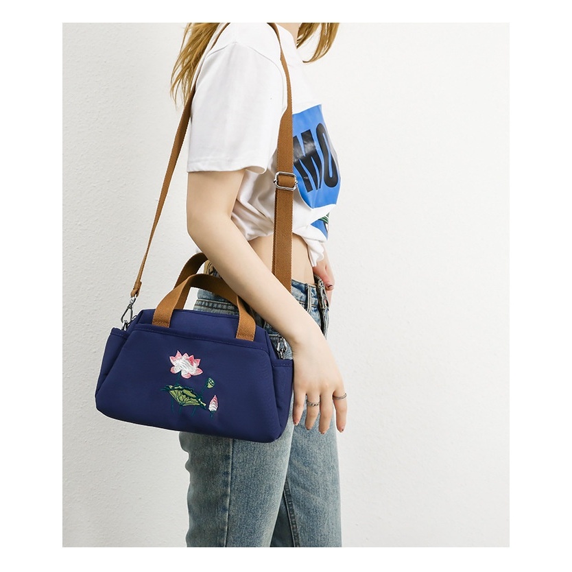 Literary Chinese Style Embroidered Canvas Shoulder Bag Messenger Bag ...