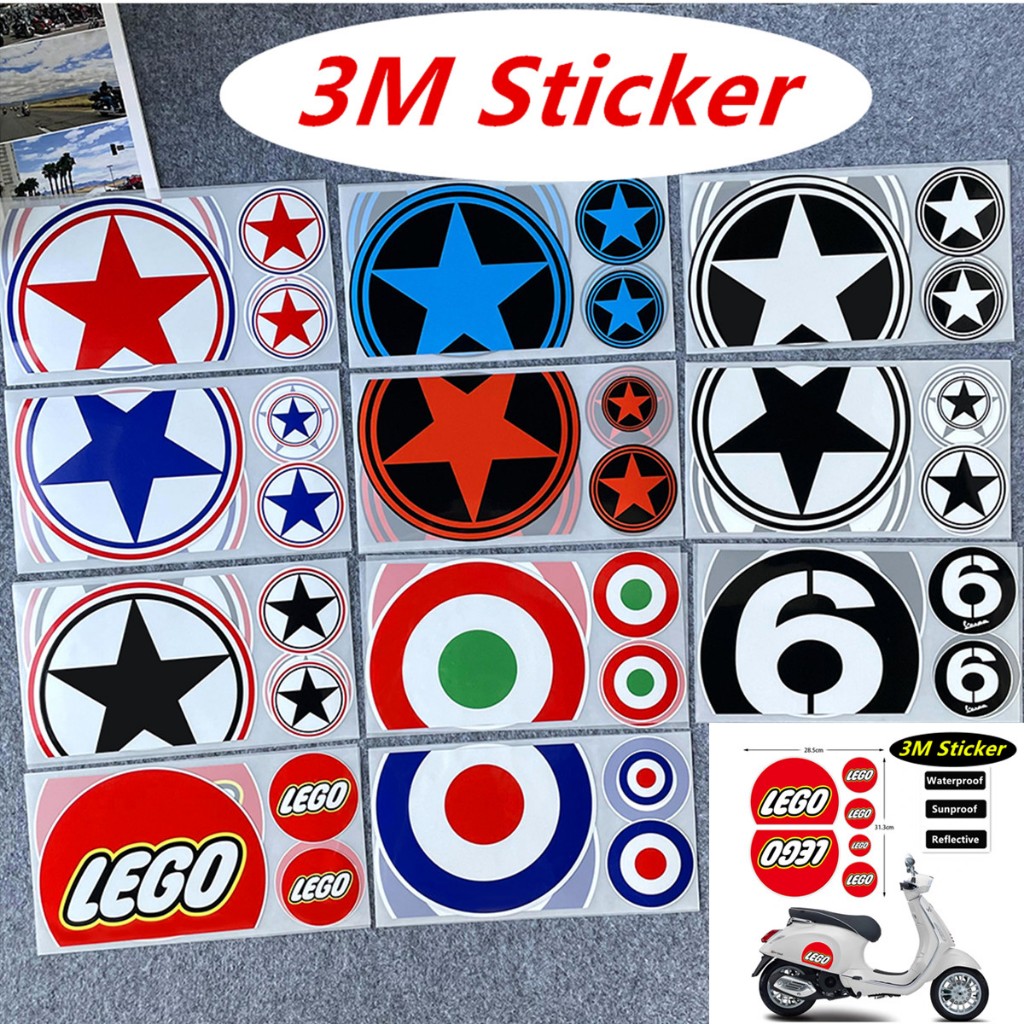 Motorcycle Headlight Sticker 3M Reflectived LEGO Decal Digit Star ...