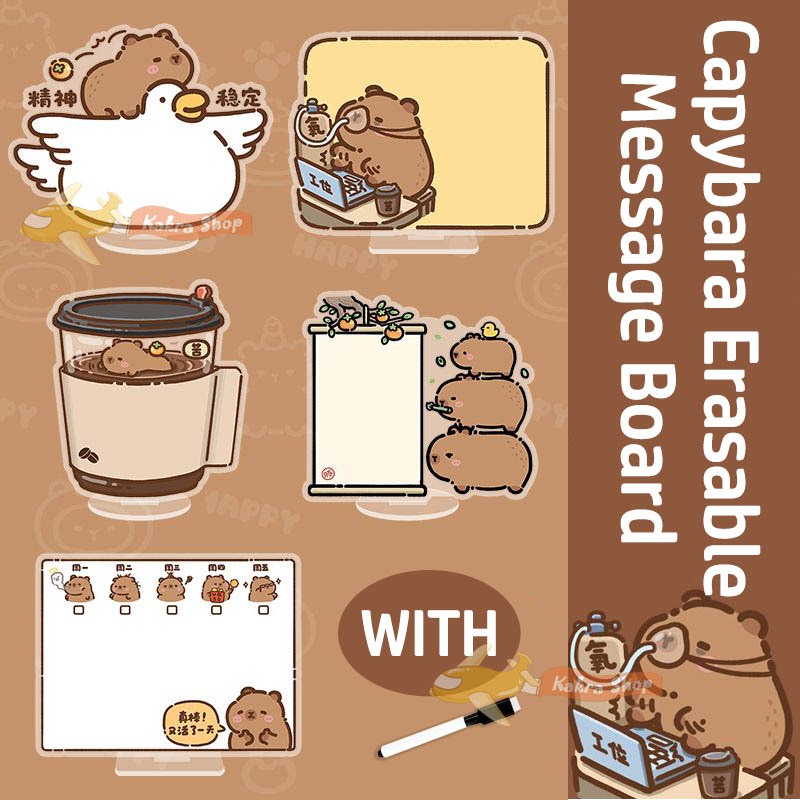 2024 Capybara DIY Message Board Cute Acrylic Erasable Desktop Memo ...