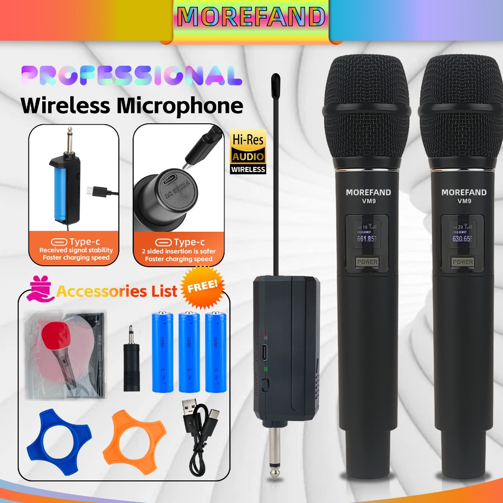VM9 Professional Wireless Microphone UHF Wireless Microphone Outdoor ...