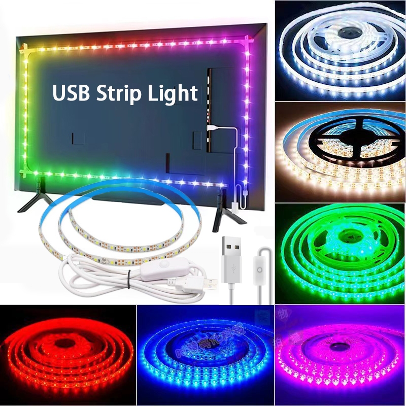 DIY USB LED Strip Light Flexibele Light SMD 2835 50CM-5M with switch LED ligth RGB strip light ...