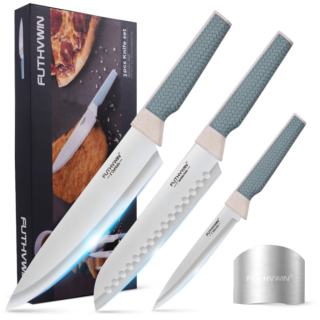 FUTHVWIN Chef Knife Ultra Sharp Kitchen Knives 3 PCS, Premium German ...