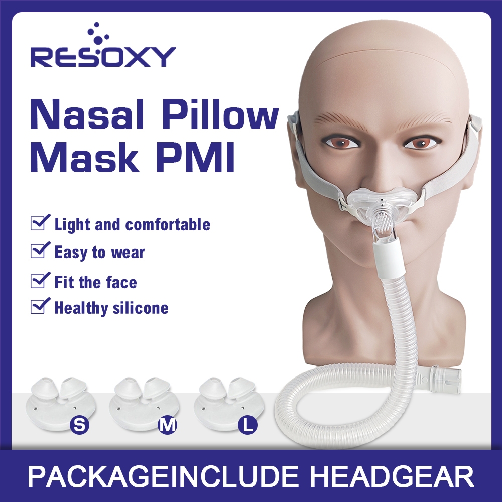 Nasal Pillow CPAP Mask Kit with S/M/L Nose Pillows ,Headband and Hose ...